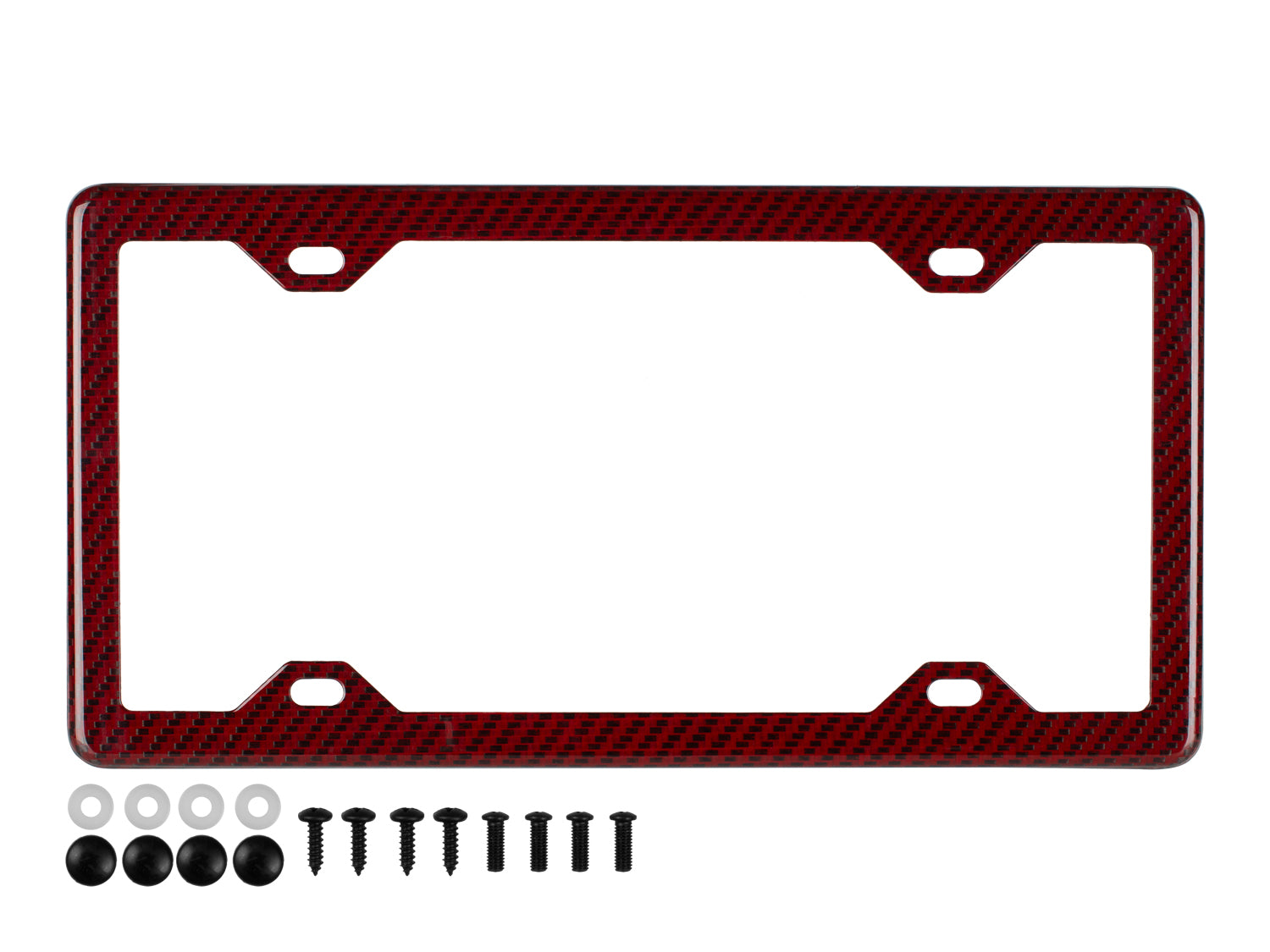 Red Carbon Fiber / Aramid License Plate Frame - 4 Holes Minimal ...