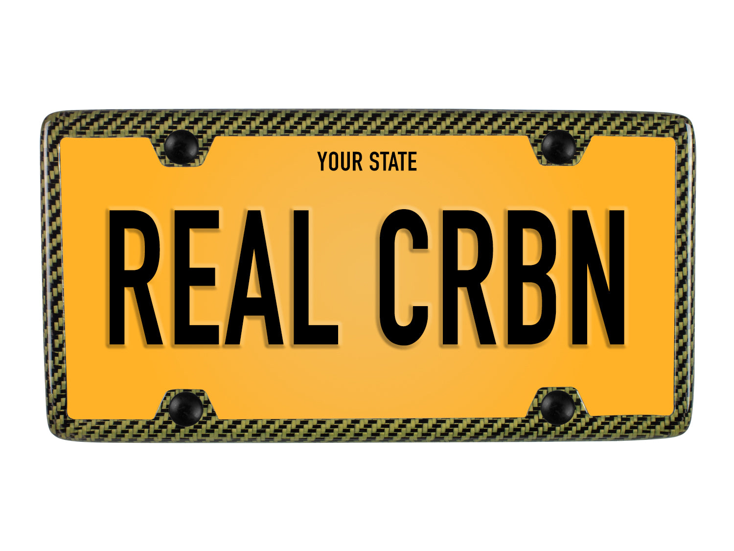 Yellow Carbon Fiber / Aramid License Plate Frame - 4 Holes Minimal ...